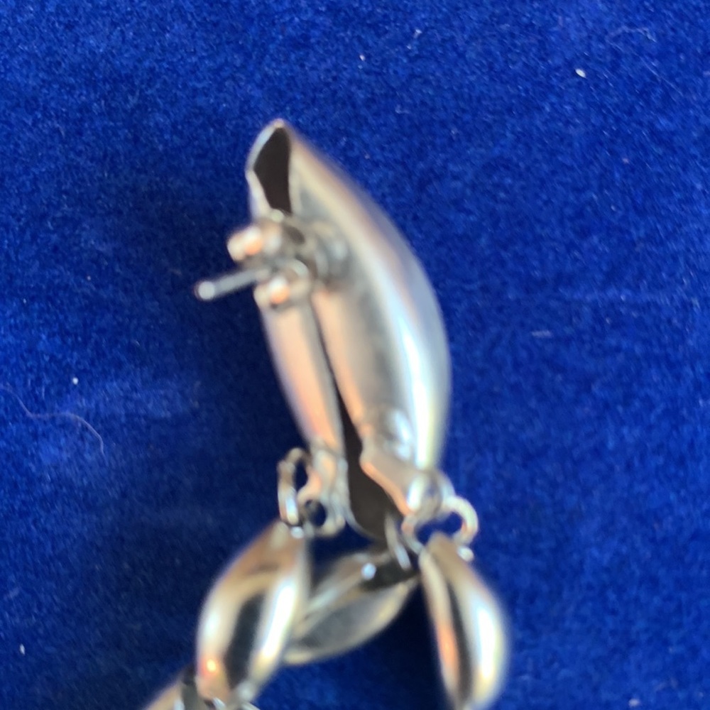 Vintage Laura Vogel Silver Plate Drop Earrings - Gem